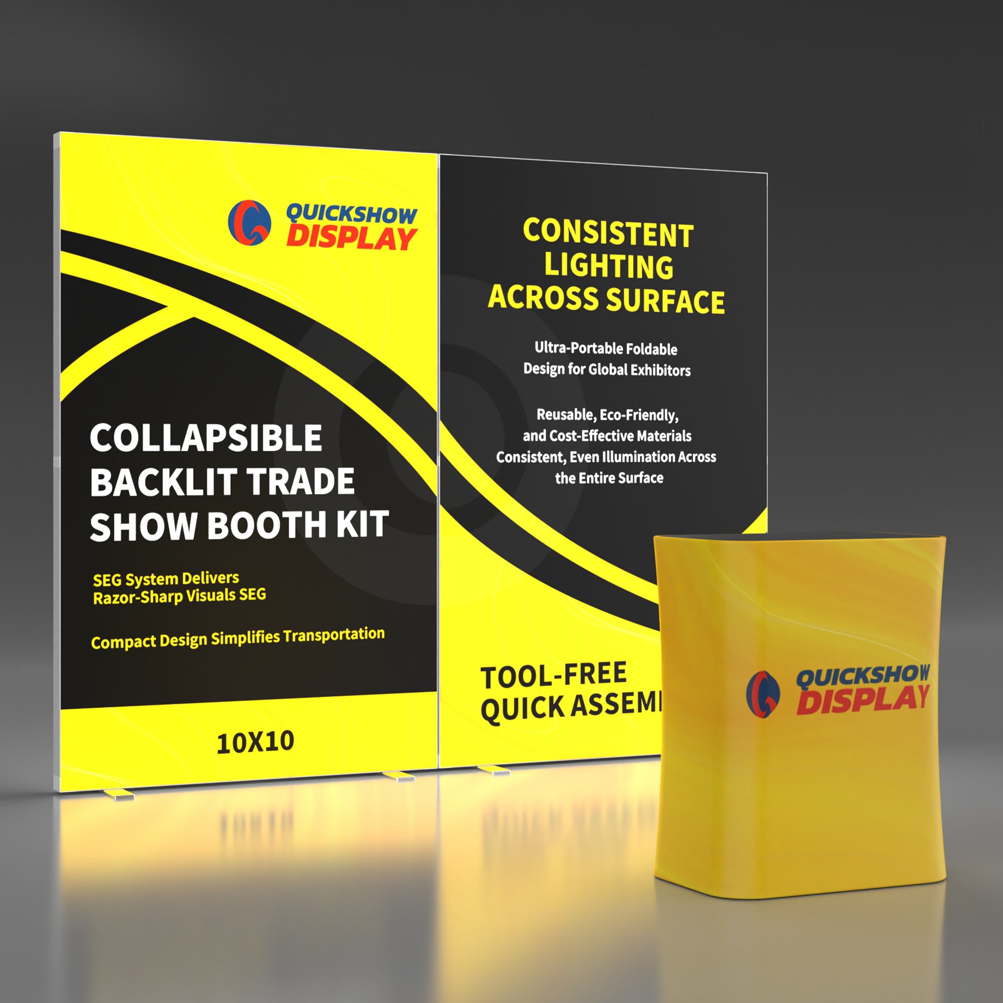 10x10 Collapsible Backlit Trade Show Booth 05 – QuickShowDisplay
