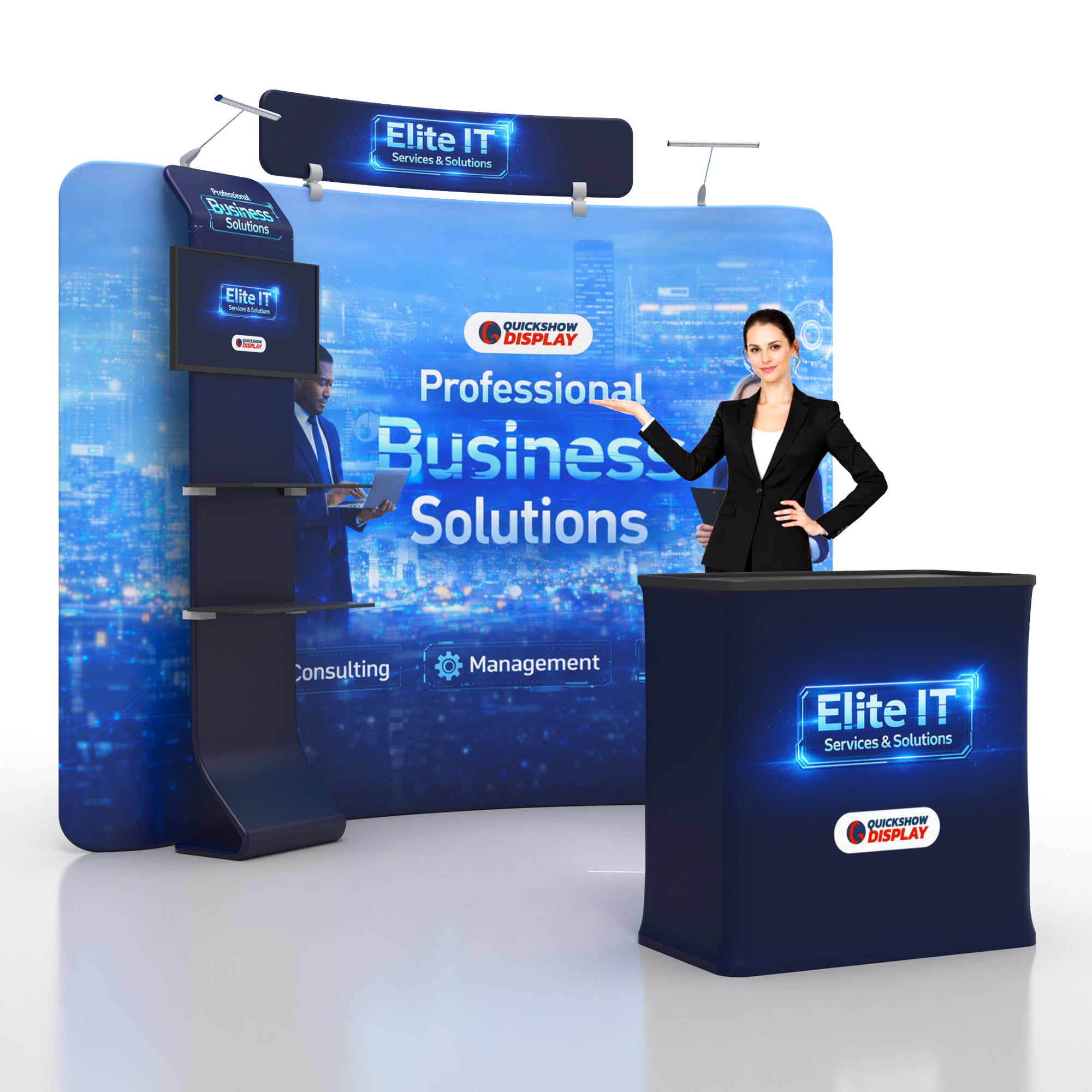 10ft TenseFlex™ PRO Curved Trade Show Booth | 10×10 Display with TV ...